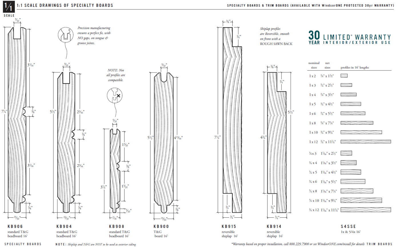 WindsorONE Profiles for Tongue & Groove Wainscoting, Beadboard Walls ...